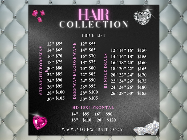 Hair Price List Flyer, Hair Bundle Price List, Hair Bundles Flyer, DIY ...