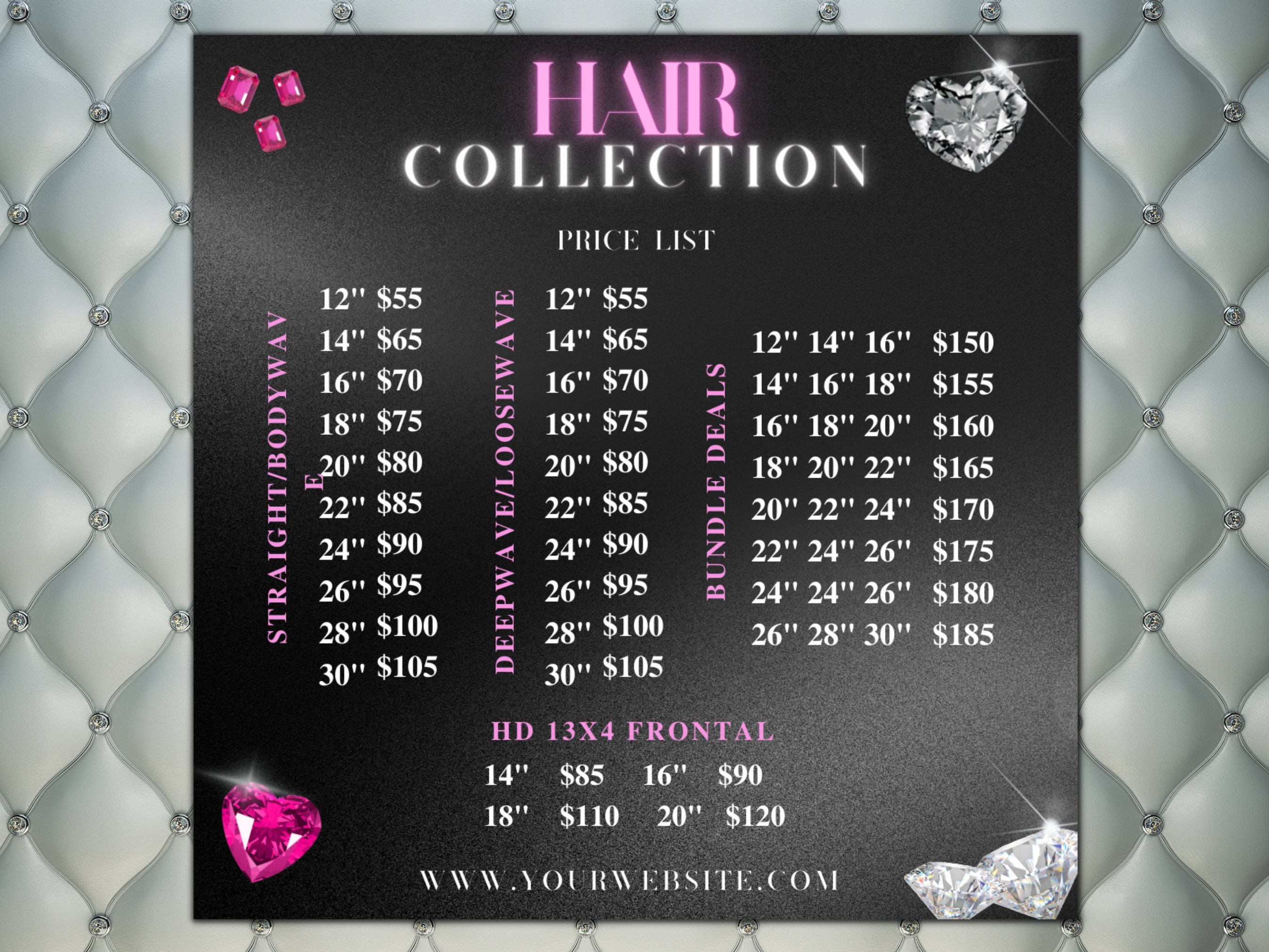 Hair Price List Flyer, Hair Bundle Price List, Hair Bundles Flyer, DIY ...