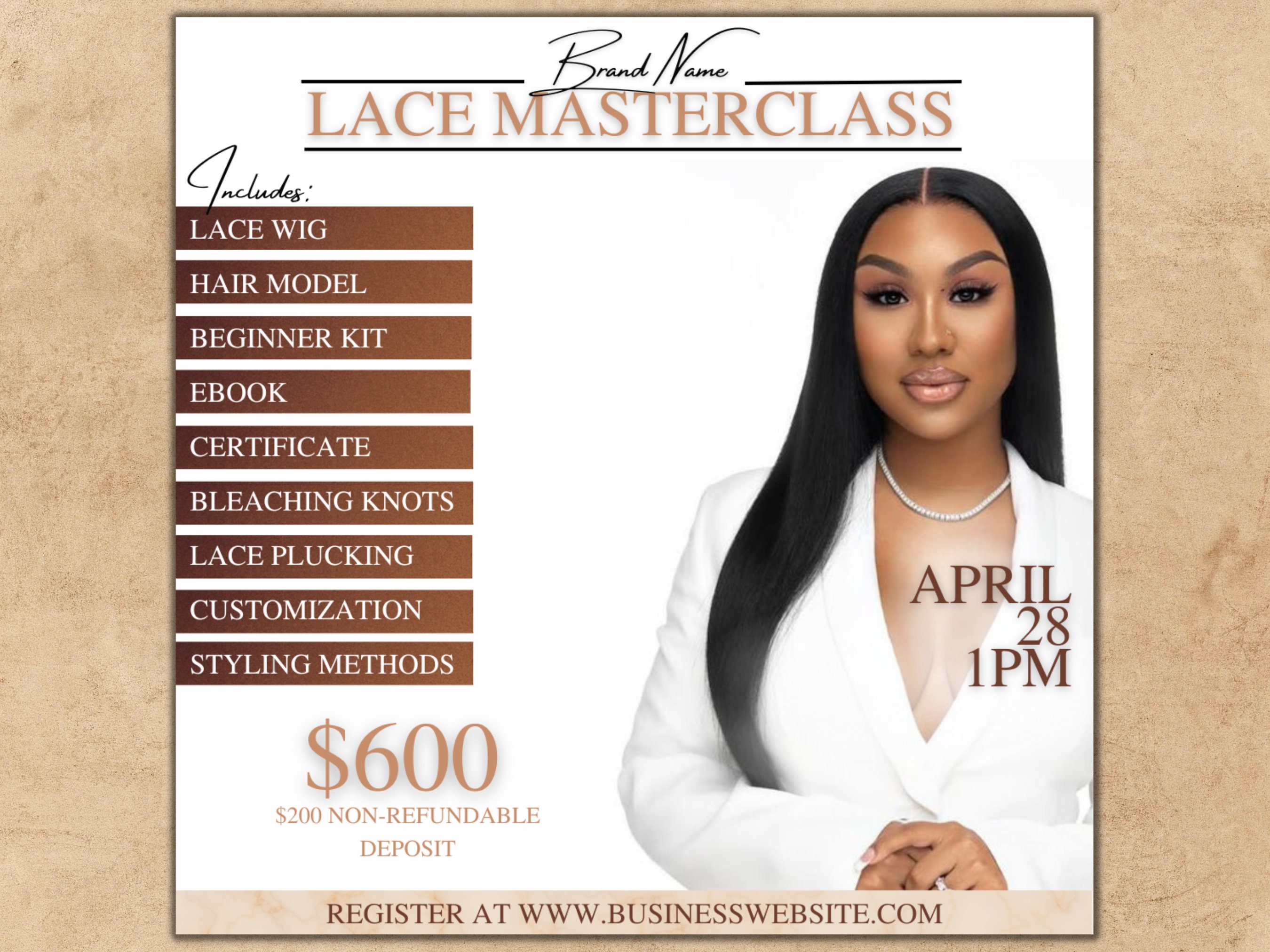 DIY Wig Class Flyer, Lace Wig Class Flyer, Hair Flyer, Masterclass ...
