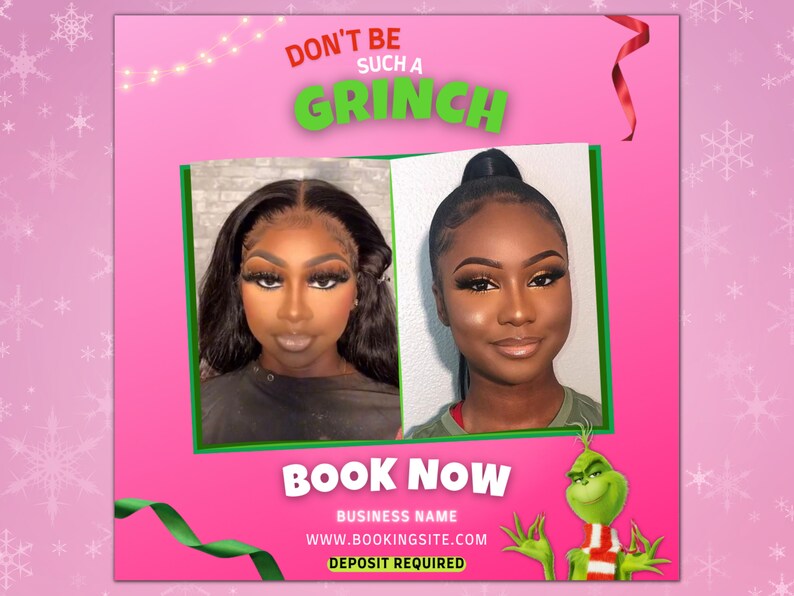 4 Grinch Canva Flyers, DIY Makeup Artist Flyer, Christmas Sale Flyer ...