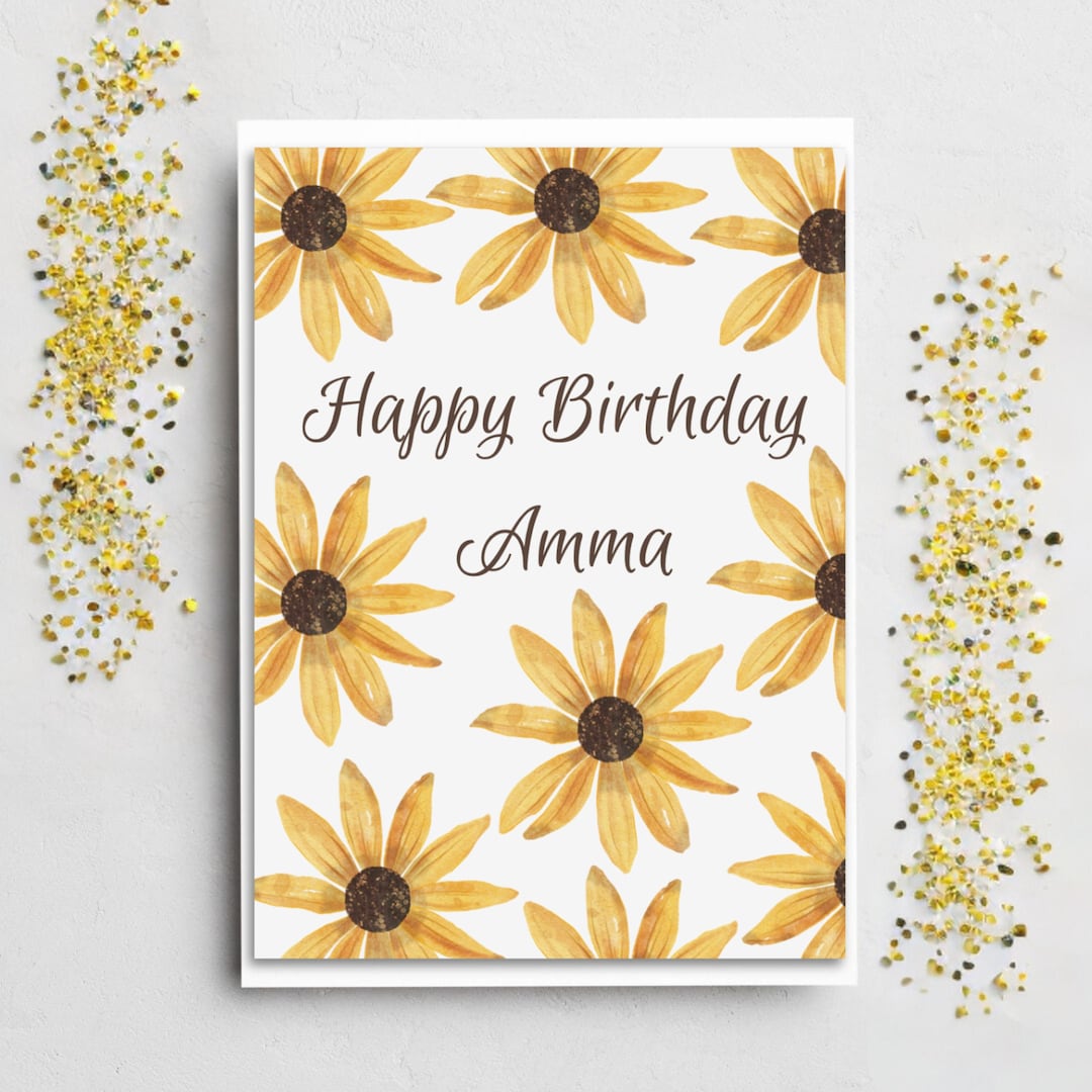 Happy Birthday Amma Card | Tamil Greeting Card | A5 | Sunflower Print - Etsy