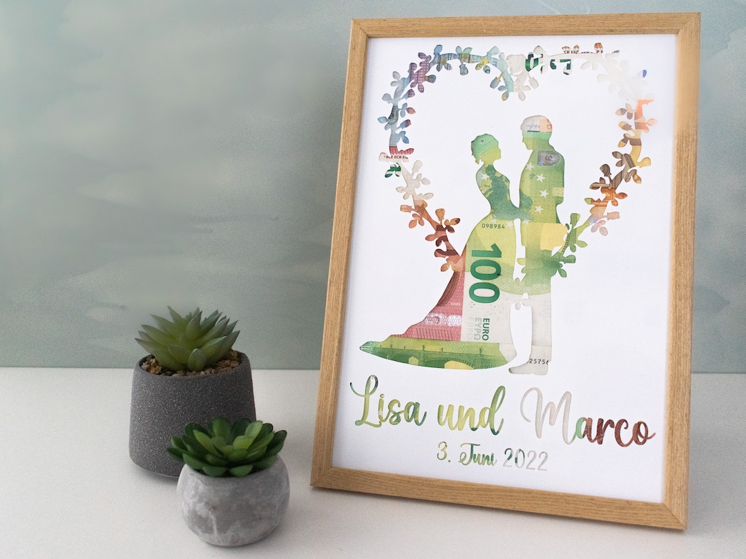 Geldgeschenk zur Hochzeit Bilderrahmen Herz - Etsy.de