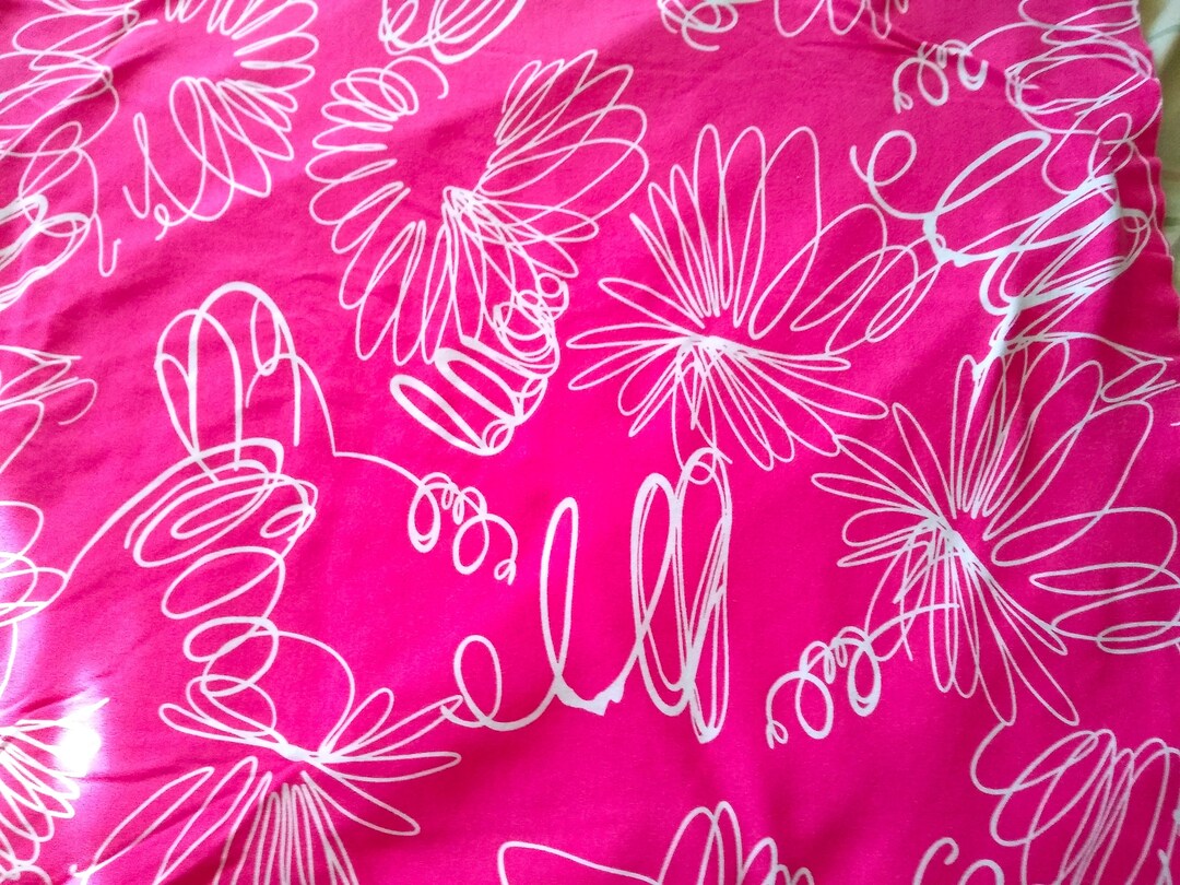 Bright Pink Cotton Knit Interlock Fabric OOP, 62 X 54 Pink With White ...