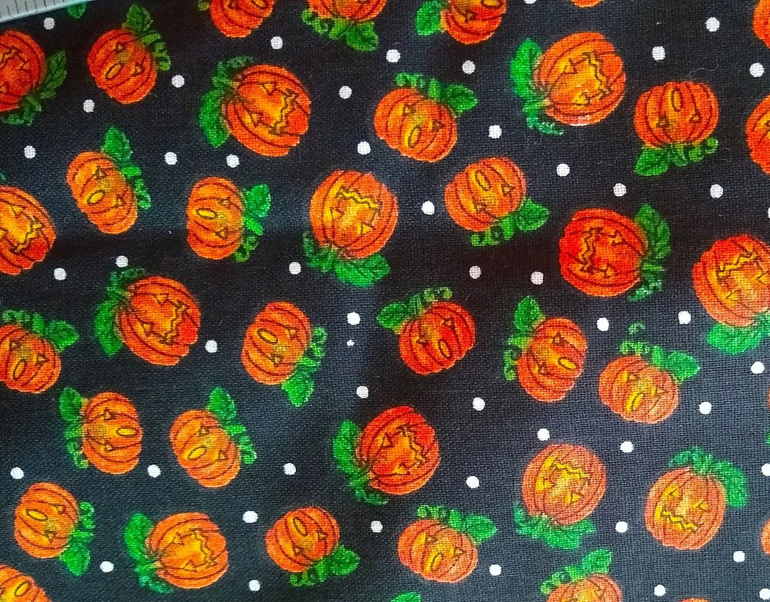 Jack-o-lantern Halloween Print Fabric OOP Fat Quarter FQ Piece 18 X 22 ...