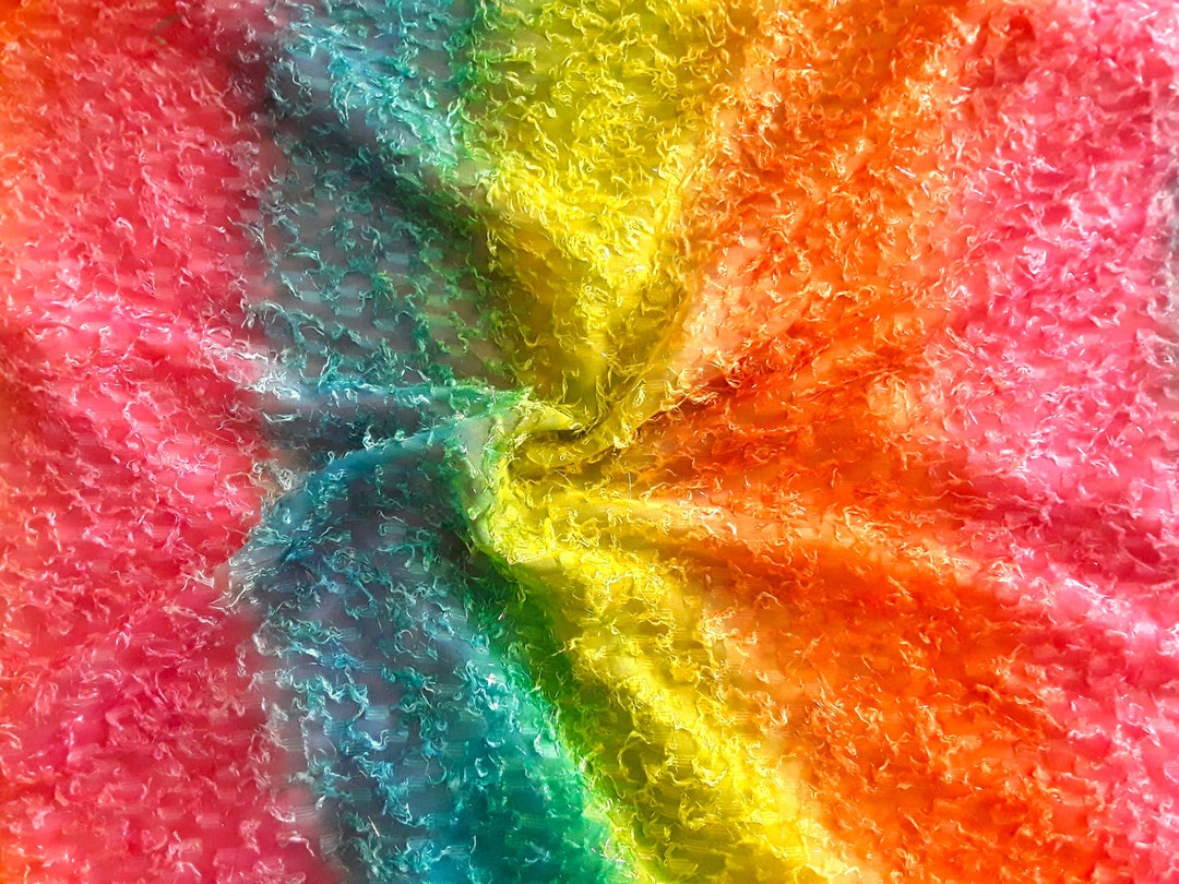 Rainbow Textured Polyester Fabric 43" X 45" Wide (1 Yard & 7") Great ...