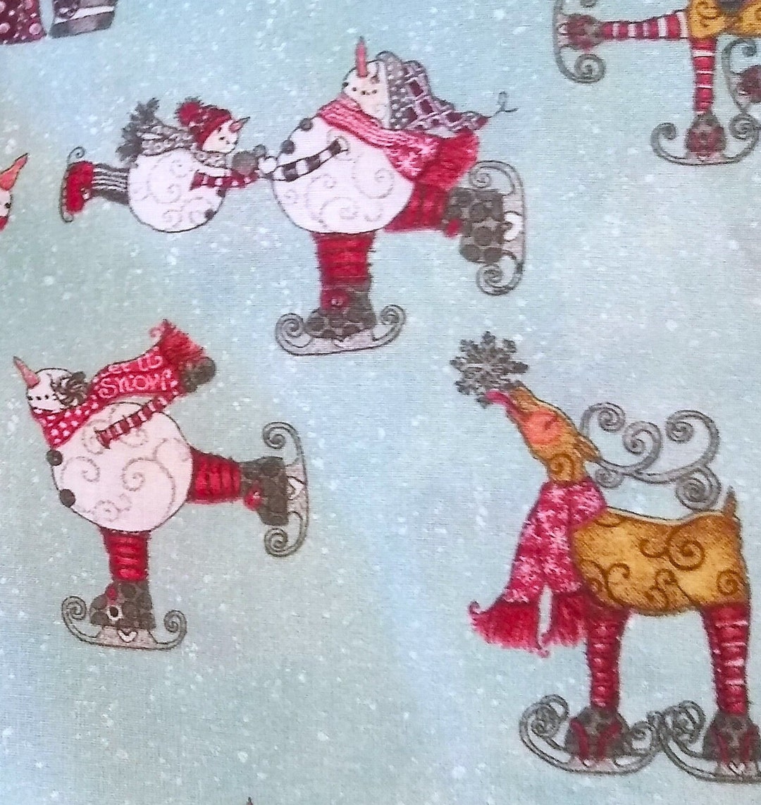 Christmas Snowman Print Fabric OOP Fat Quarter FQ Piece 18" X 22", or ...