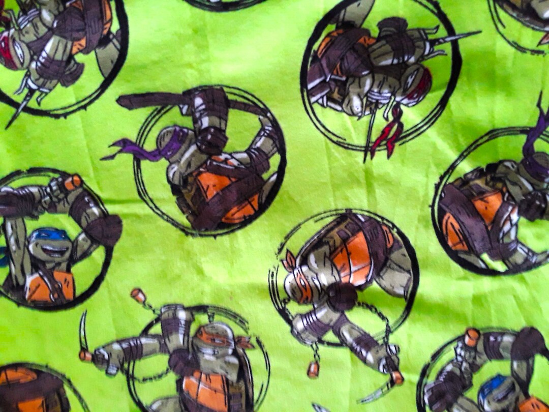 Kid Flannel, Ninja Turtles Green Cotton Flannel 3/4 Yard (27 X 43 ...