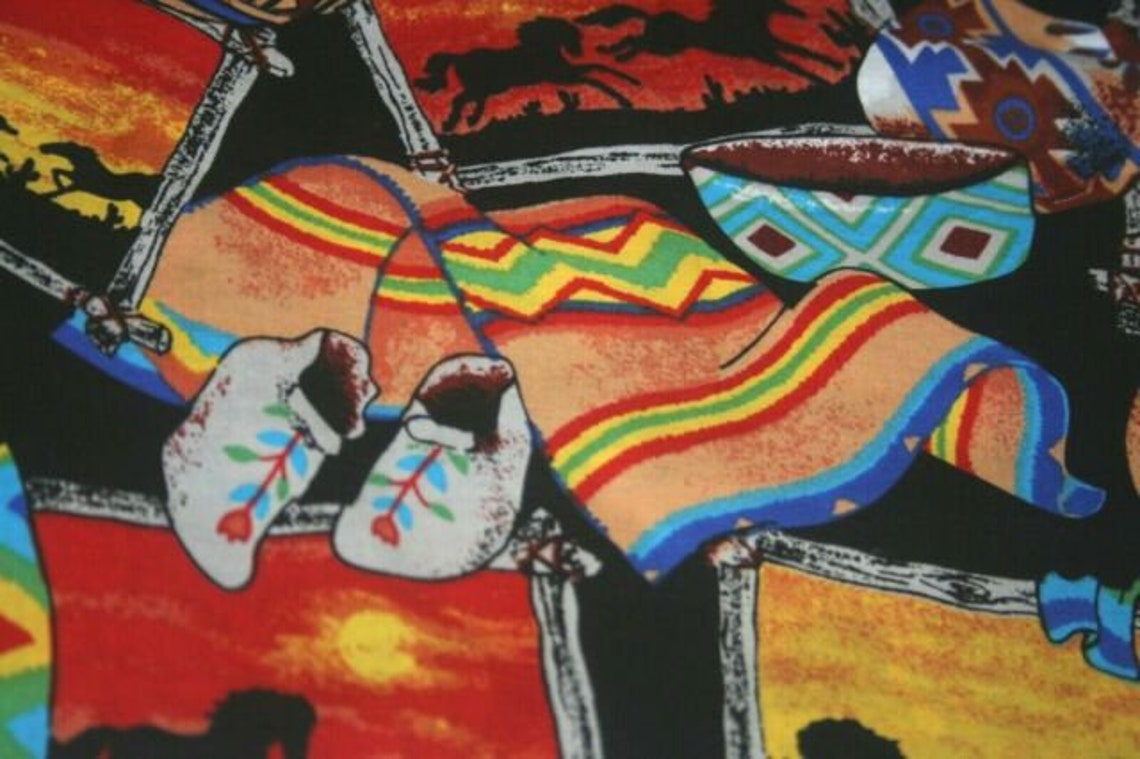 Native American Print Cotton Fabric. OOP Half Yards 18" X 42". Native ...