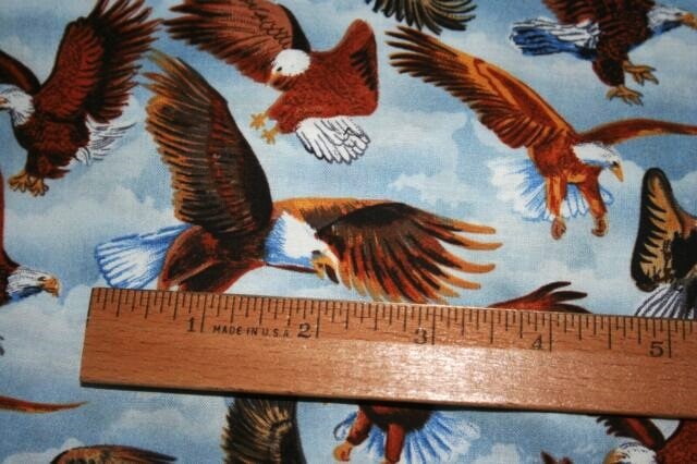 Bald Eagle Print Cotton Fabric. OOP Piece by the Yard or Half Yard ...