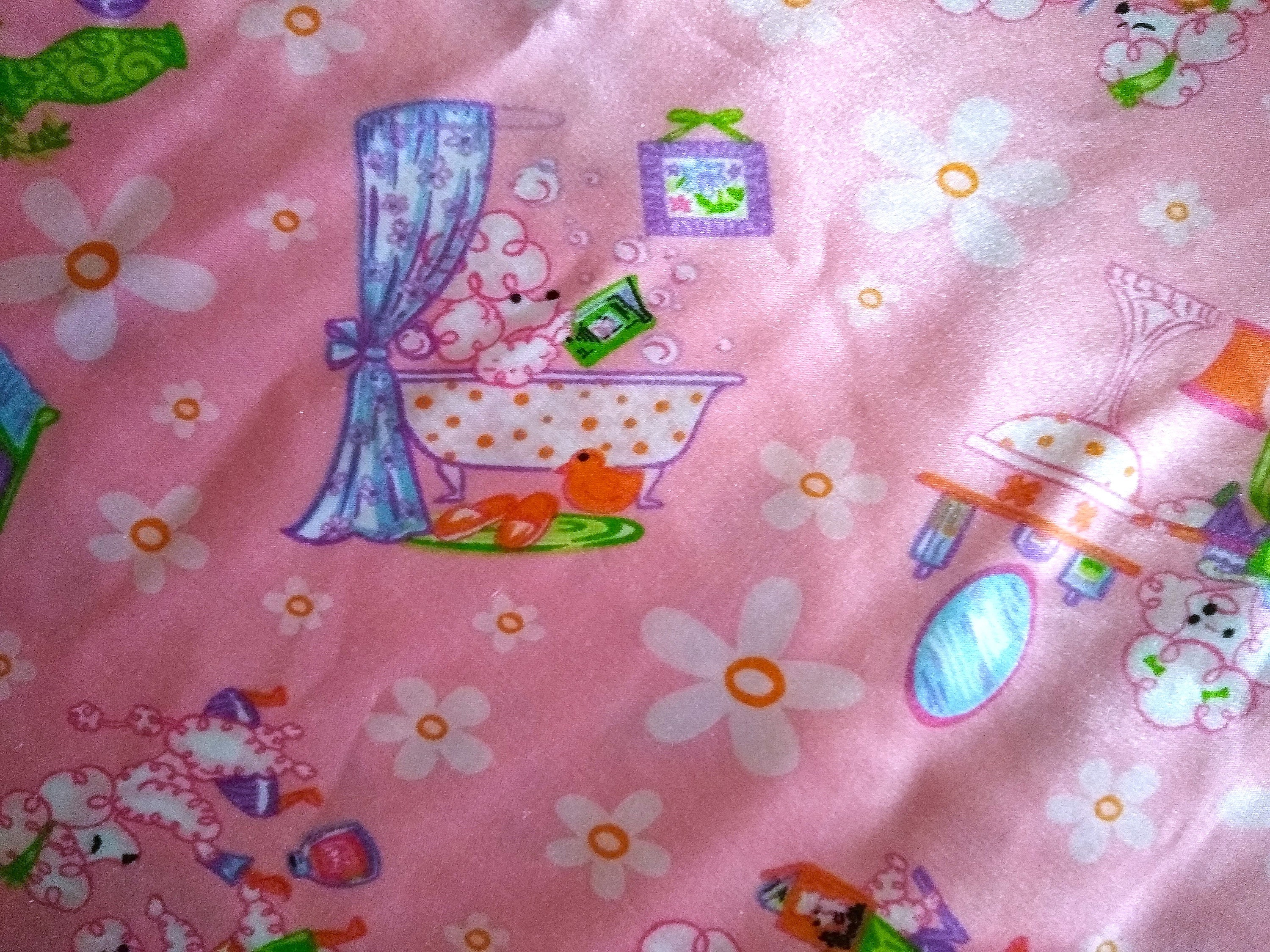 Pink Satin Poodle Brushed Back Fabric for Pjs Nightgown OOP by the Yard ...