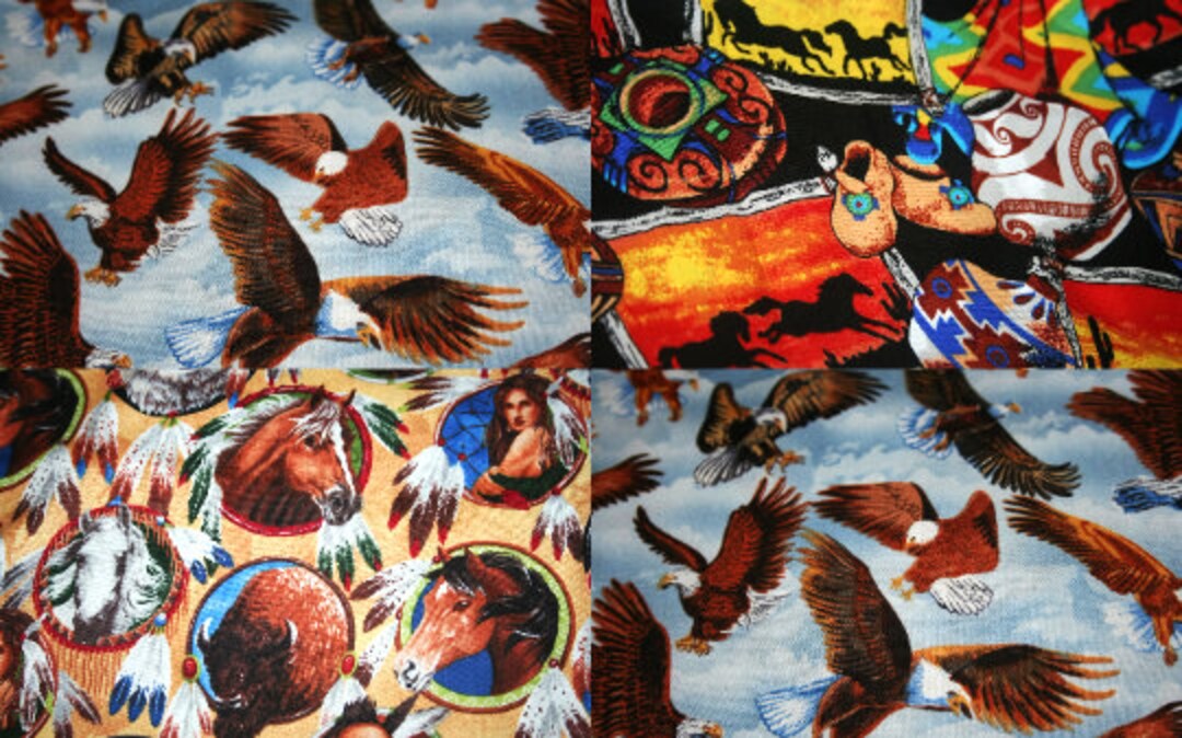 Native American Print Cotton Fabric Oop Piece 18 X Etsy