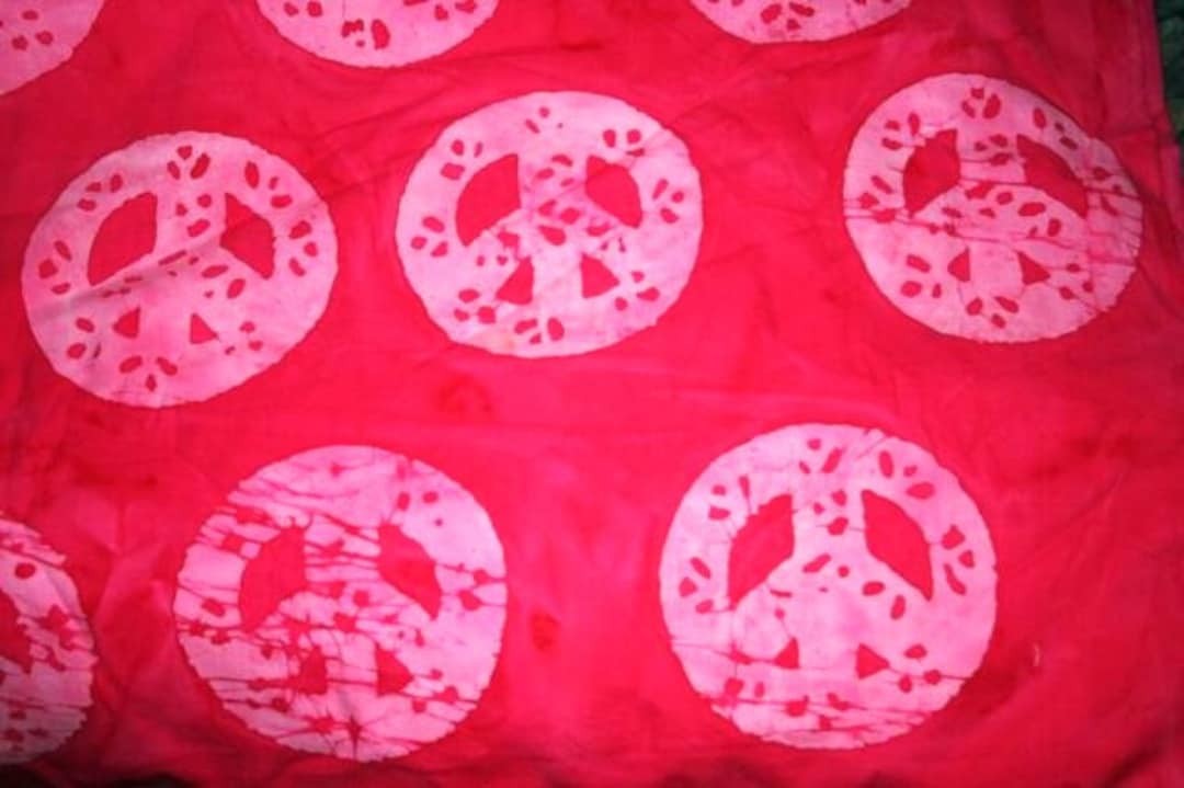 Batik Cotton PEACE Sign Pink Fabrics. OOP by the Yard or Half Yard - Etsy