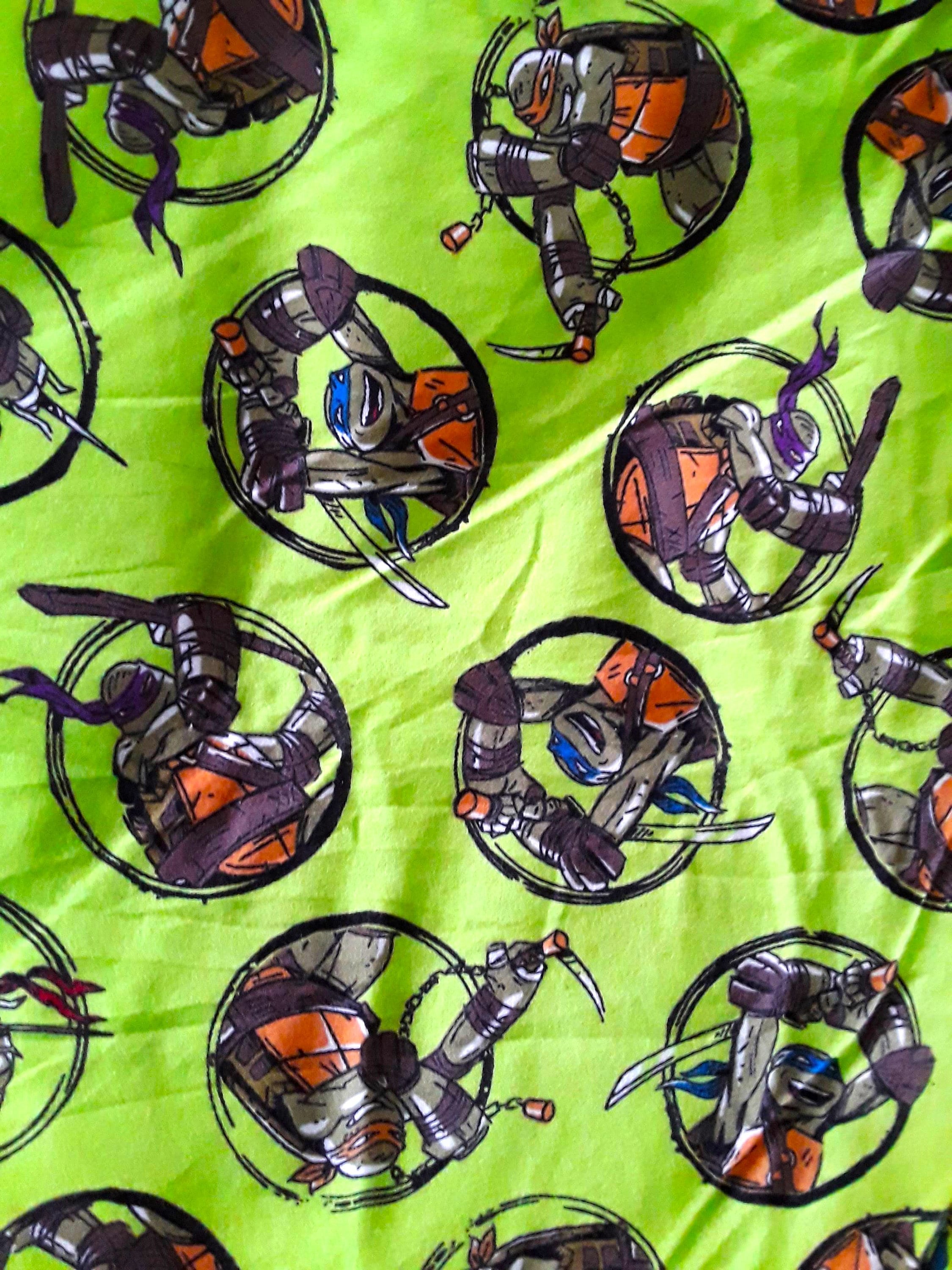 Kid Flannel, Ninja Turtles Green Cotton Flannel by the Yard, Quilting ...