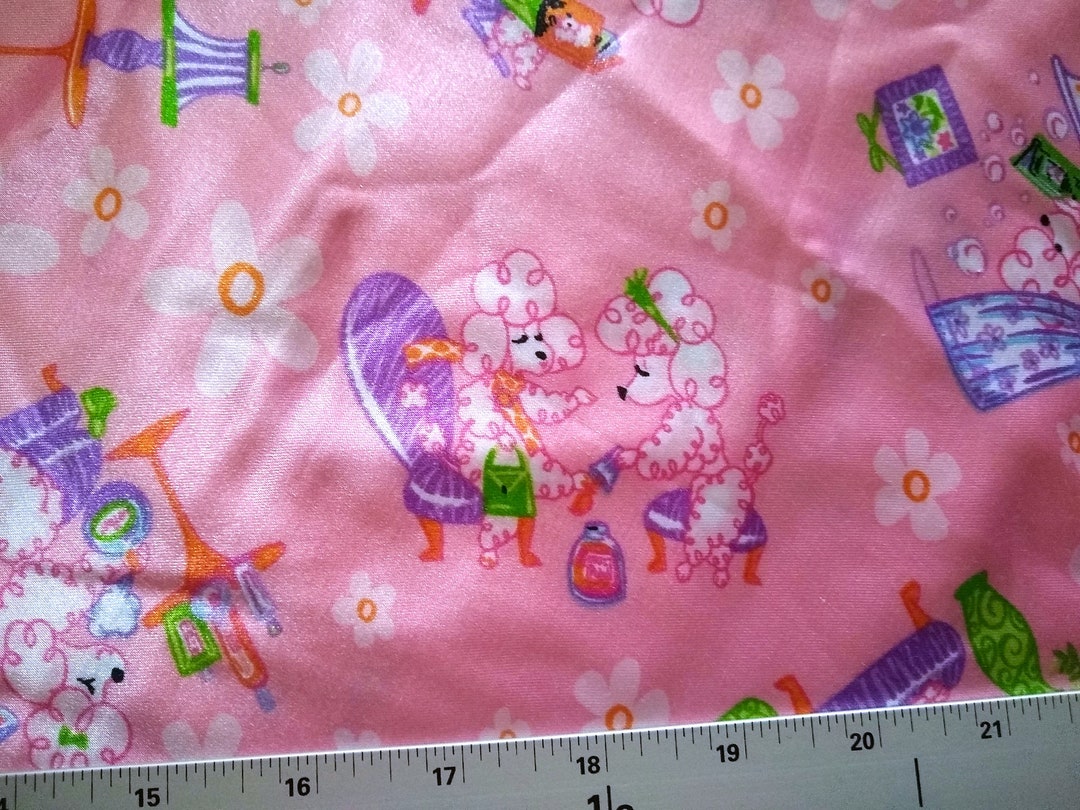 Pink Satin Poodle Brushed Back Fabric for Pjs Nightgown OOP by the Yard ...