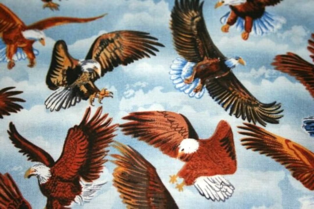 Bald Eagle Print Cotton Fabric. OOP Piece by the Yard or Half Yard ...