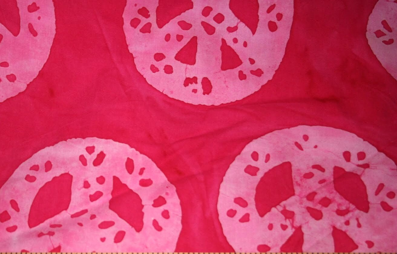 Batik Cotton PEACE Sign Pink Fabrics. OOP by the Yard or Half Yard - Etsy