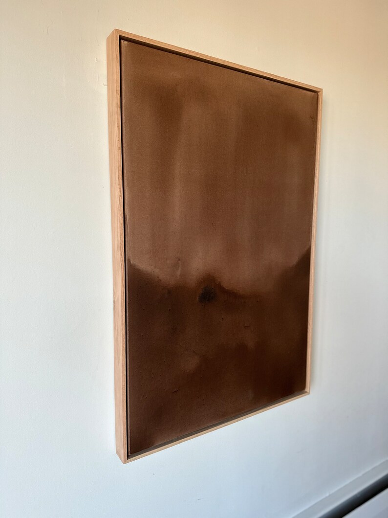 Large Abstract Art, Original Painting, 24x36'' Raw Oak Wood Framed ...