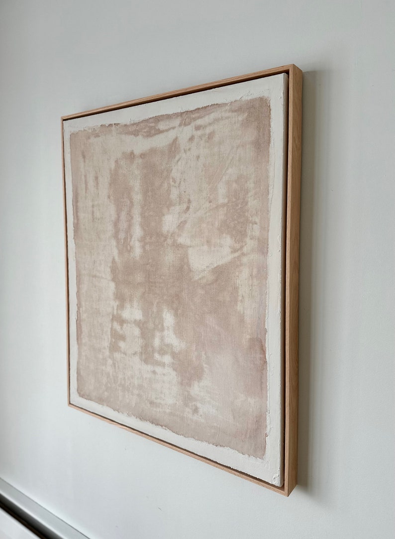 Large Neutral Abstract Art, Original Painting, 30x36'' Raw Oak Wood ...