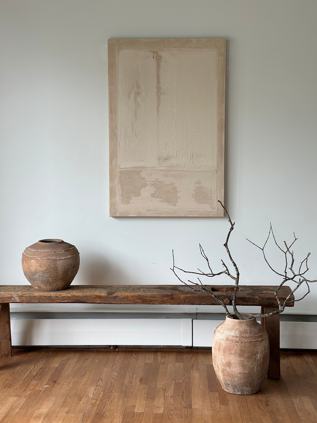 Large Abstract Textured Art: Wabi-sabi Neutral Painting on Canvas ...