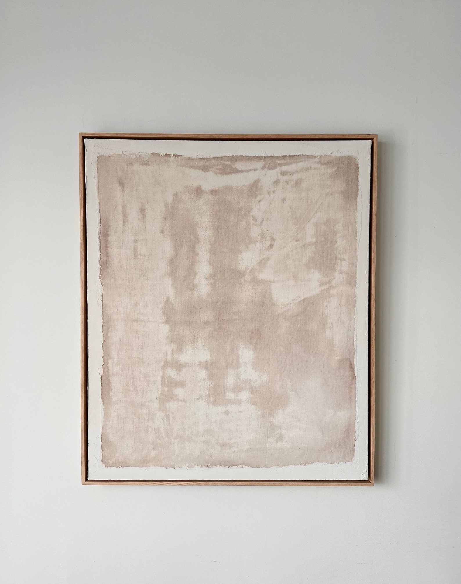Large Neutral Abstract Art, Original Painting, 30x36'' Raw Oak Wood ...