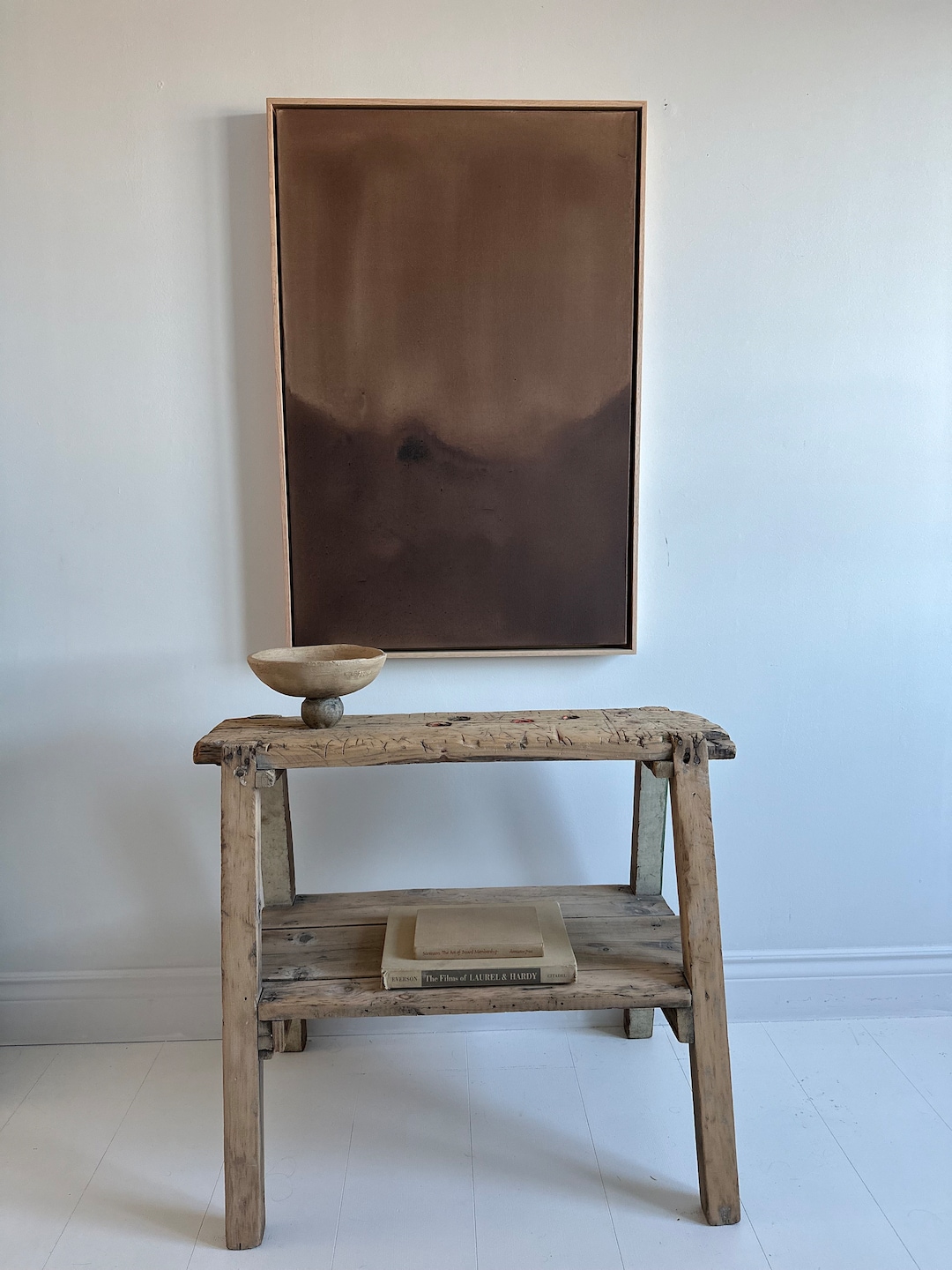 Large Abstract Art, Original Painting, 24x36'' Raw Oak Wood Framed ...
