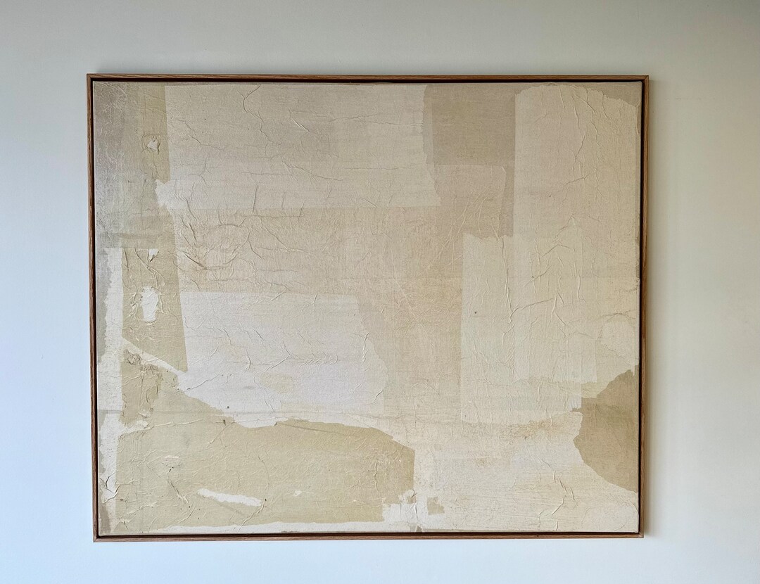Xlarge Abstract Art, Original Painting, 30x36'' Raw Oak Wood Framed ...