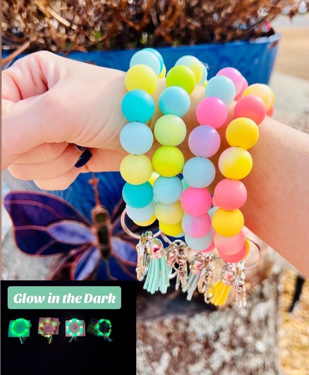 Glow in the Dark Keychain Wristlet With Wallet Silicone - Etsy