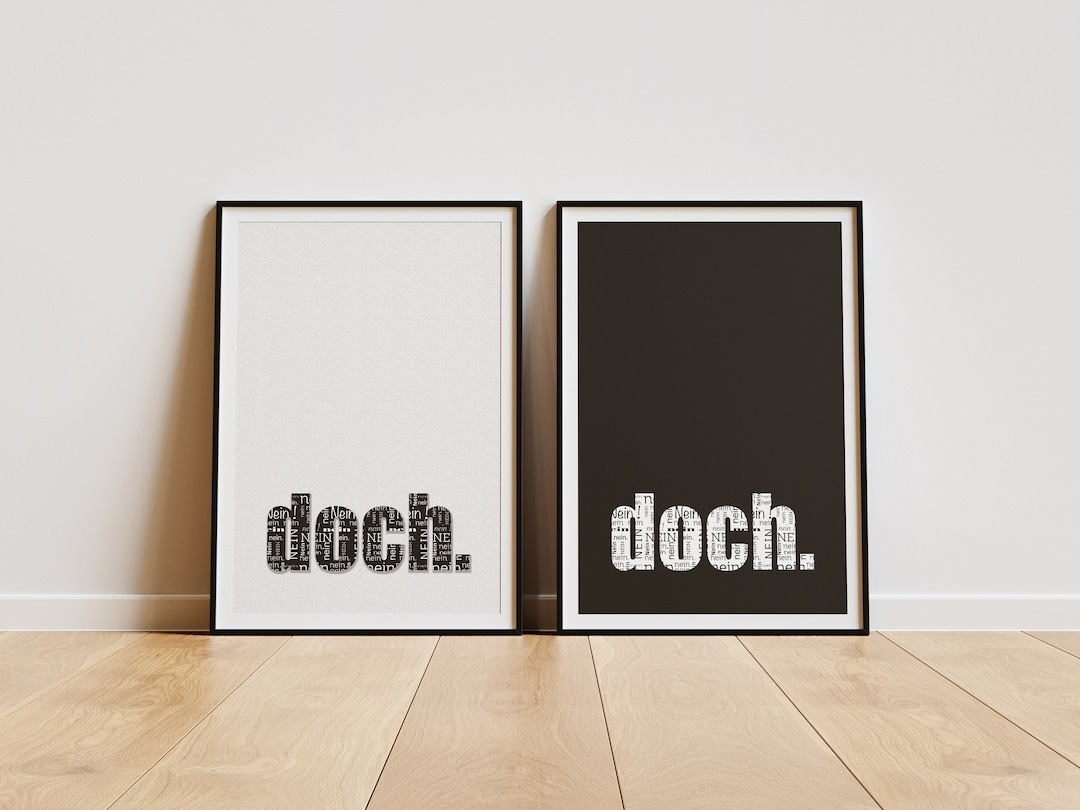 Set of Two Printable Digital Illustration "doch", in Black and White ...