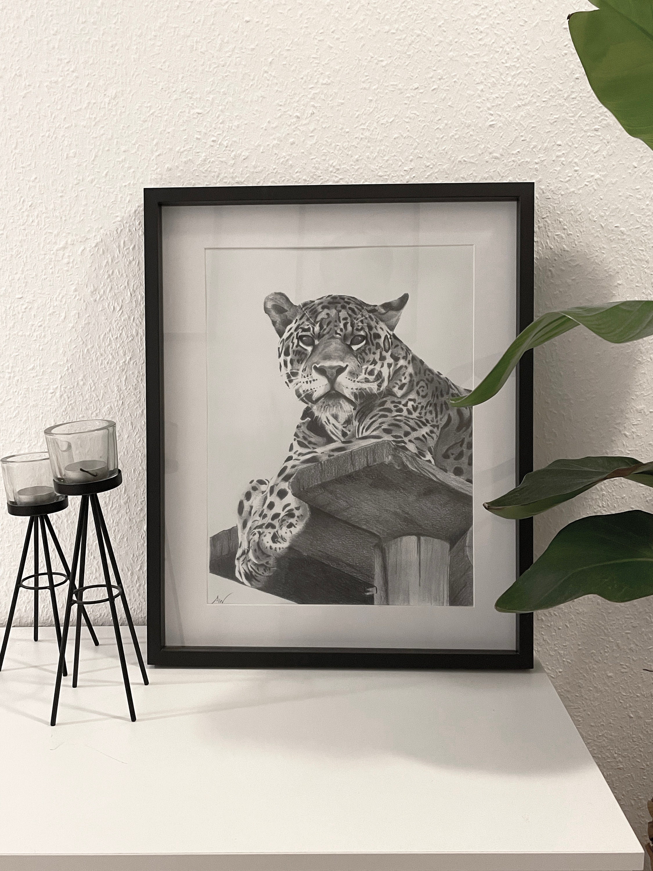 Animal Poster Art Print Leopard Drawing Pencil Drawing Black & White ...