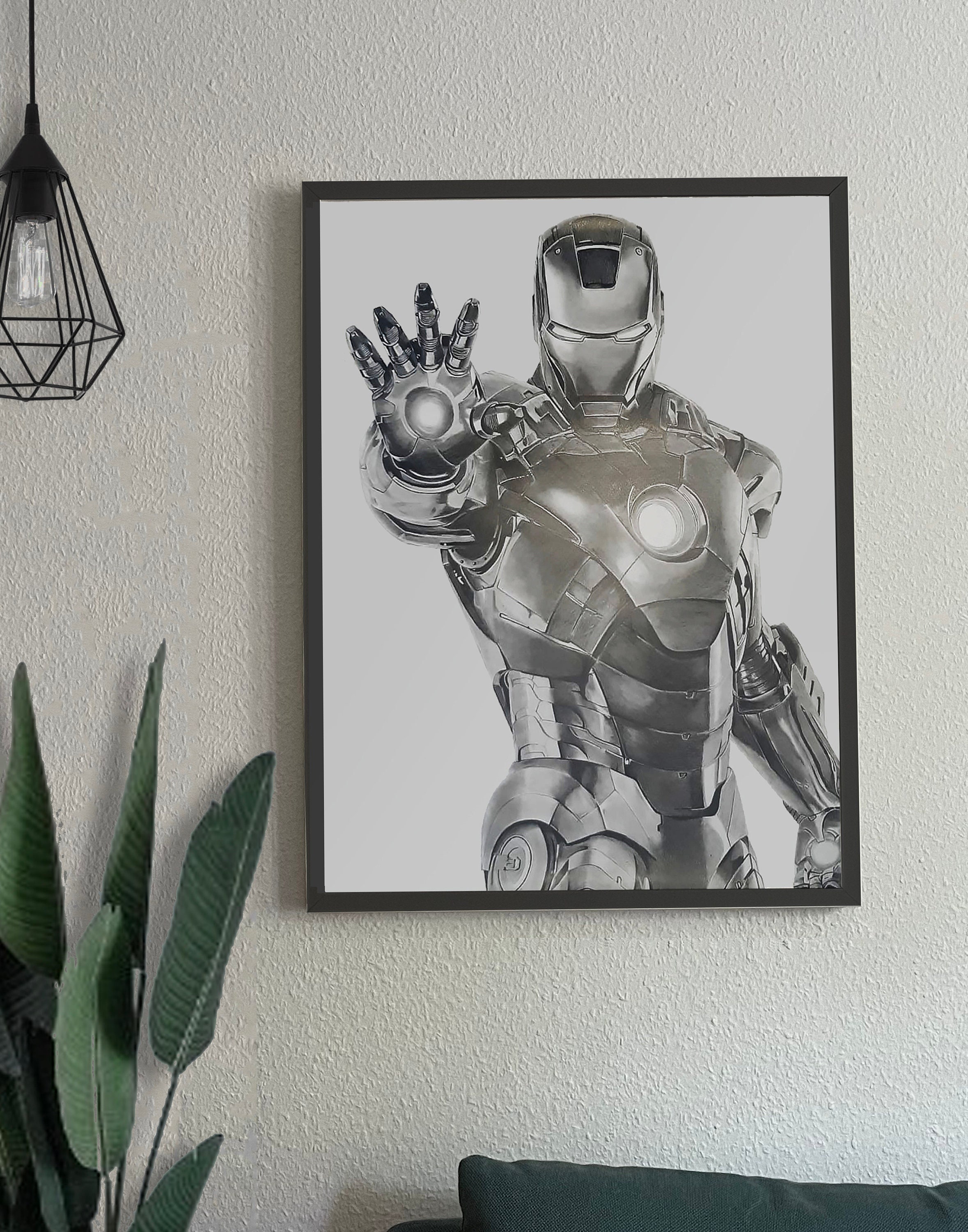 Iron Man Portrait Hand Drawing Superhero Portrait Graphite - Etsy