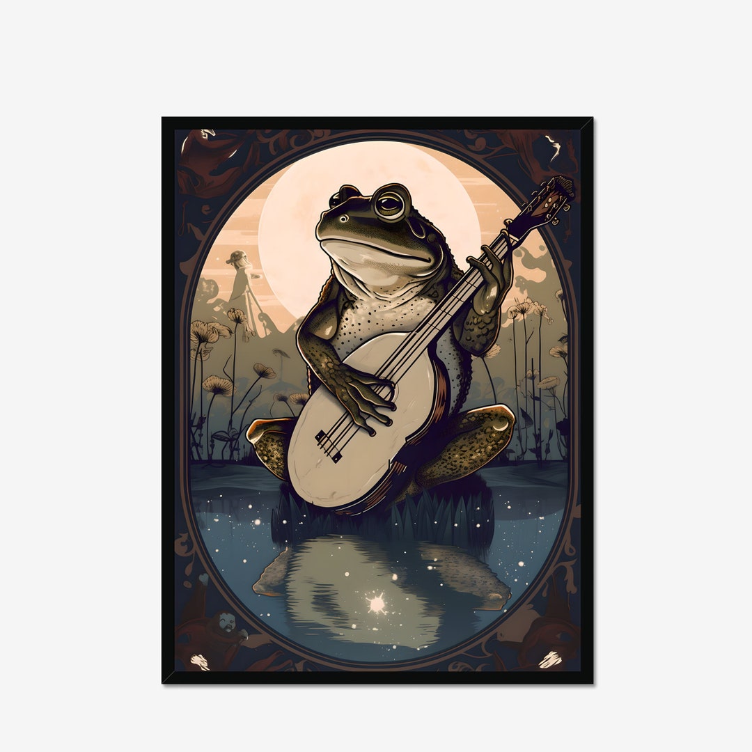 Toad Playing Banjo in the Moonlight by the Lake Canvas - Etsy