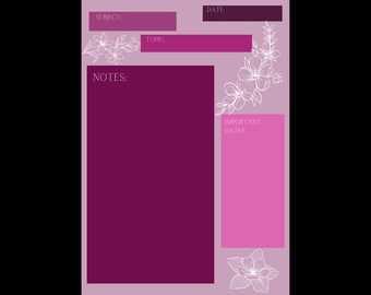 Printable STUDY NOTE Templates for STUDENTS - Etsy Canada