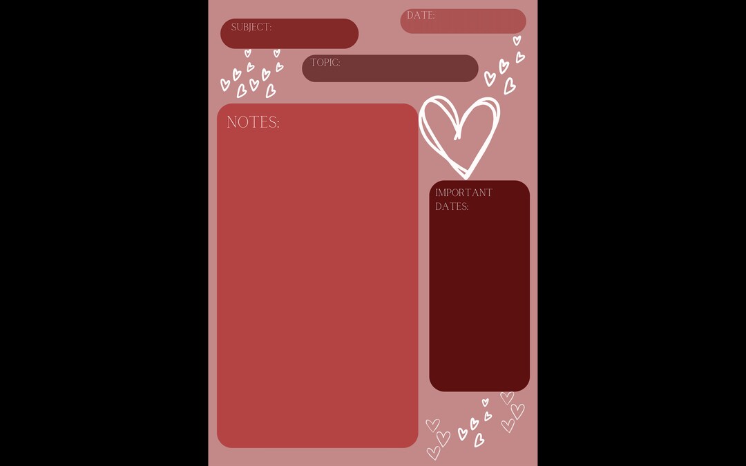 Red Notes Template for School - Etsy