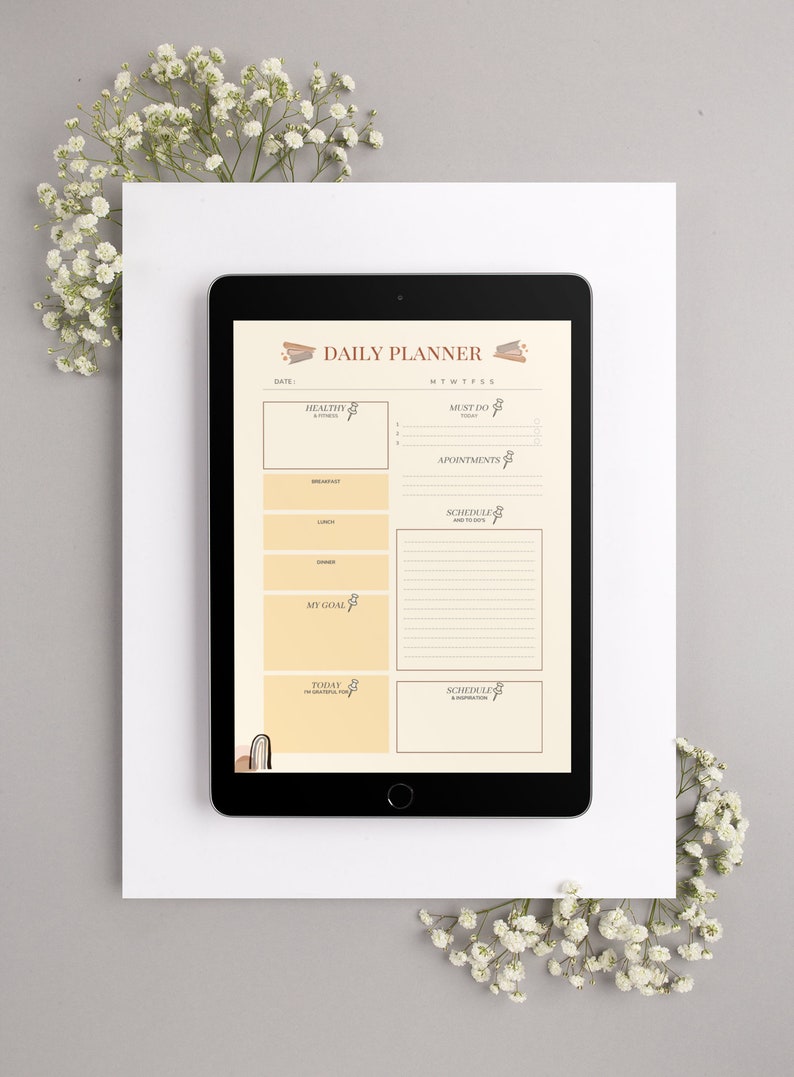 Daily Panner| Printable Planner| Digital Planner| Neutral Planner|brown ...