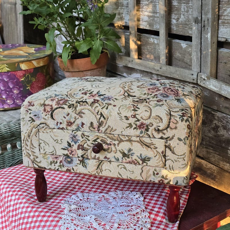 Footstool With Tapestry - Etsy