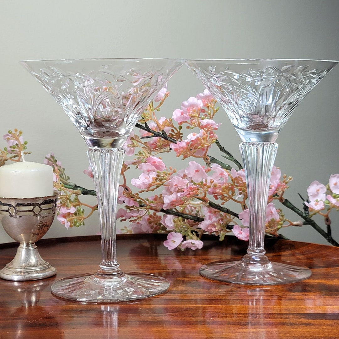 Beautiful Vintage Toasting Pair of Cut Crystal Stemware Glasses or ...