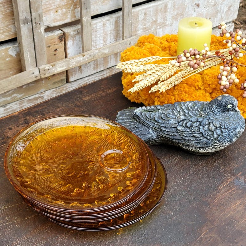 Amber Glass Plates - Etsy