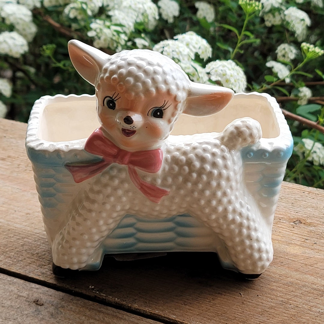 Lamb Planter, Ceramic Planter Pot, Cute Relpo Lamb, Anthropomorphic ...