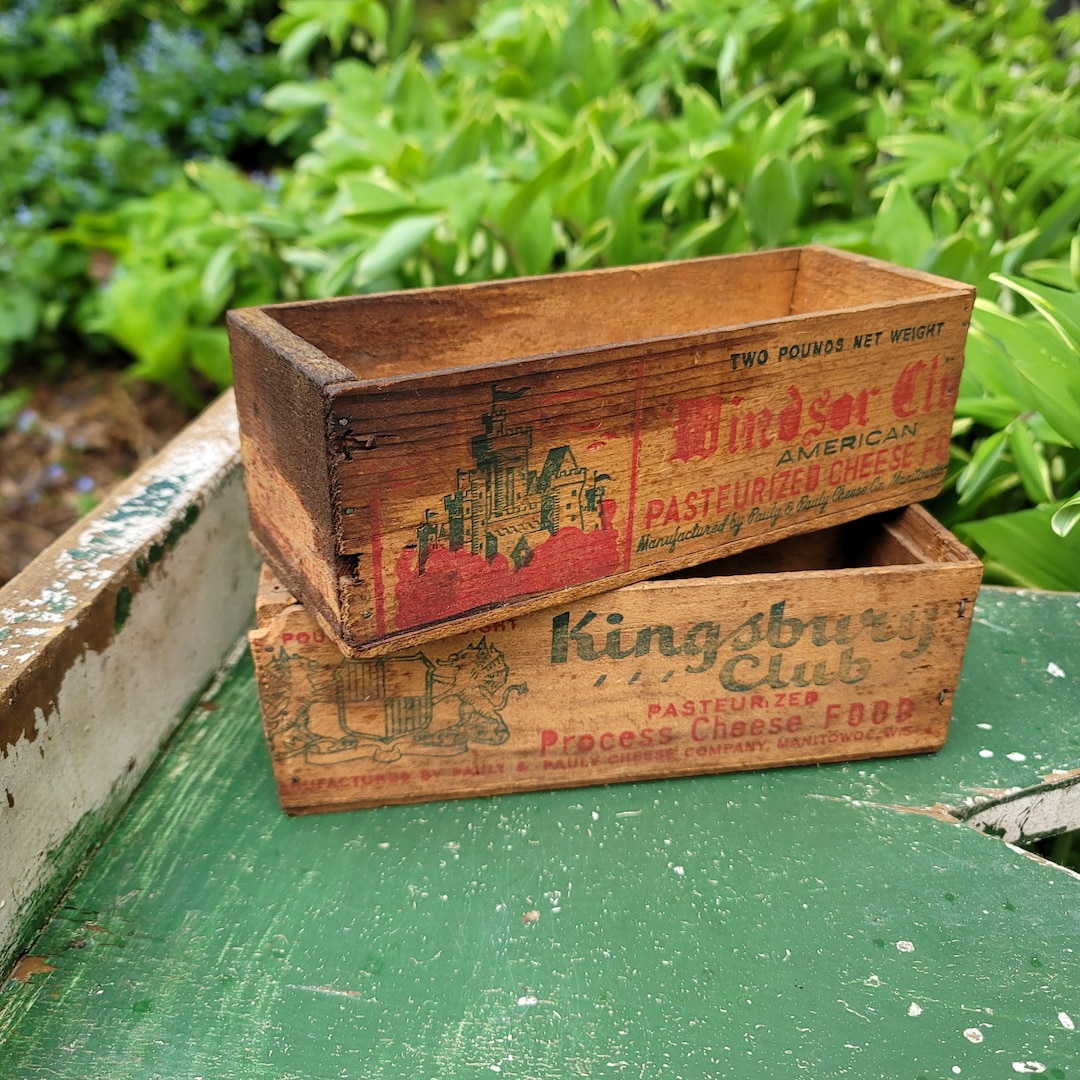 Vintage Wood Boxes, Old Cheese Boxes, 2 # Cheese Box, 1940s Americana ...