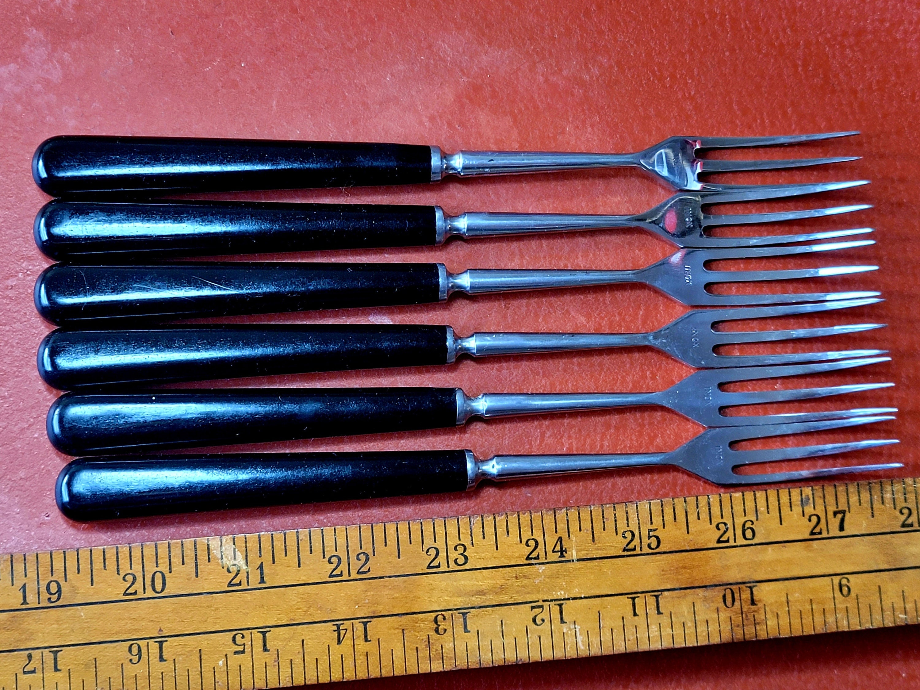 Inox Cocktail Fondue Long Handle Forks Midcentury Vintage Barware Black ...