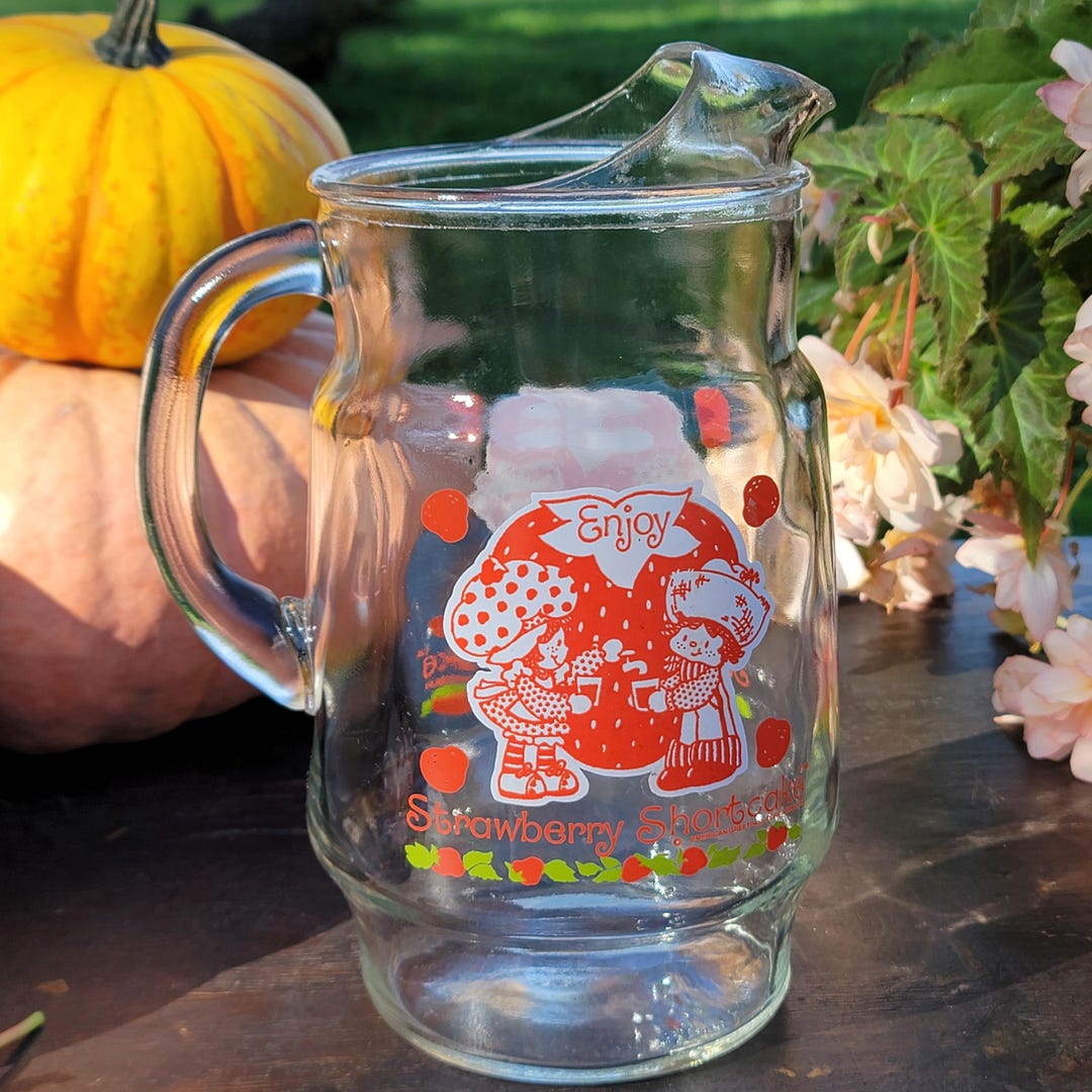 Strawberry Shortcake Pitcher, Vintage Glass Pitcher, 1980 American ...