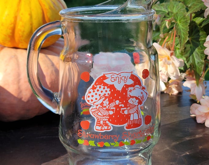 Strawberry Shortcake Pitcher, Vintage Glass Pitcher, 1980 American ...