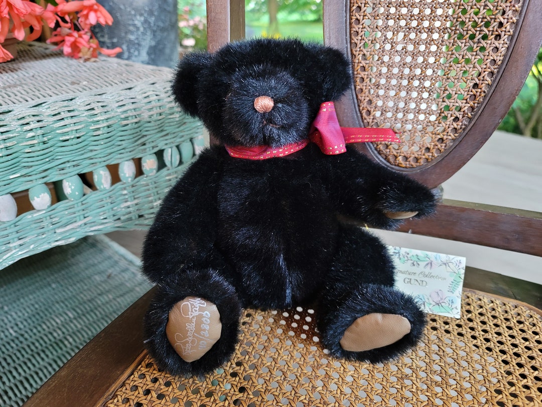 1990 Vintage Gund, Black Plush Bear, "black Jack," Gund Black 5 Jointed ...