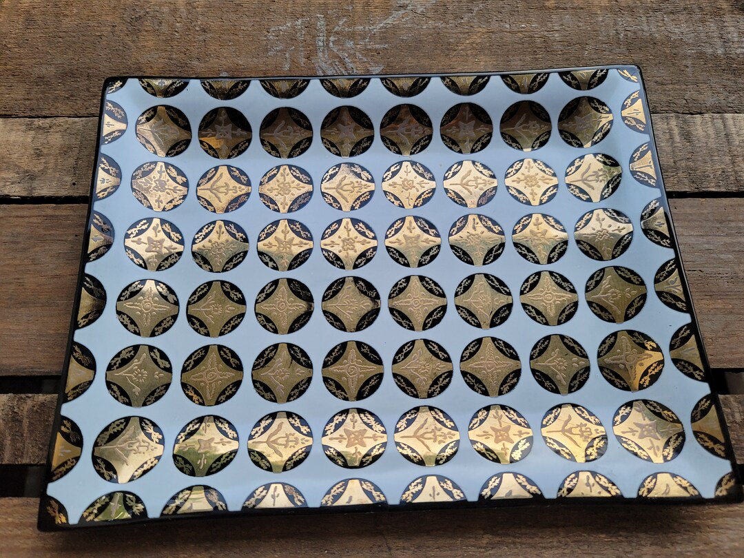 Mid-century Gold Coin Glass Dish: Appetizer Bar Service, Vintage ...