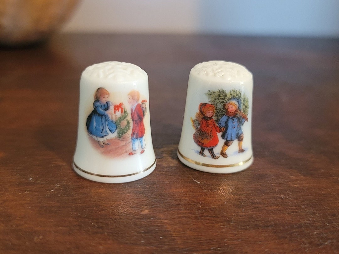 1980s Christmas Avon Thimbles: Set of 4 Porcelain Decorative Keepsake ...