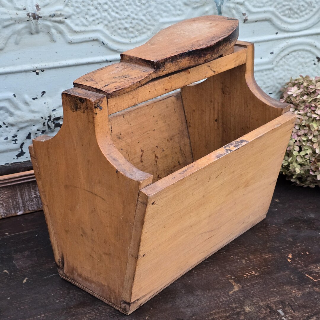 Vintage Wood Tote Box, Old Shoe Shine Organizer Carry-all - Etsy