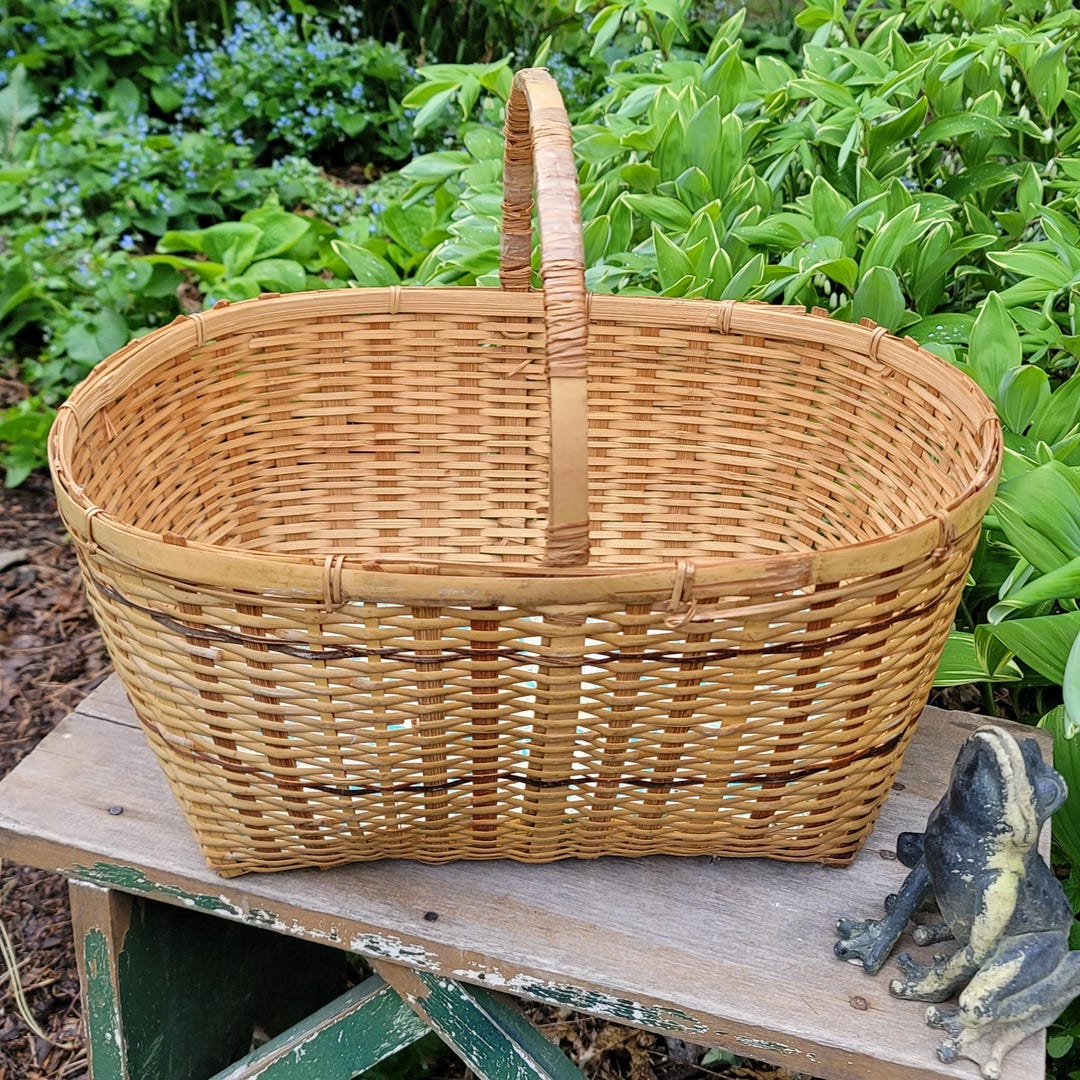 X Large Woven Bamboo Gathering Basket With Handle (19 Inch) - Etsy
