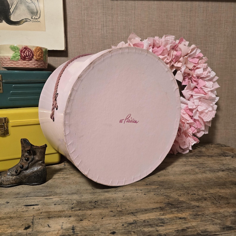 Vintage Pink Hat Box, the Parisian Round Cardboard Millinery Storage ...