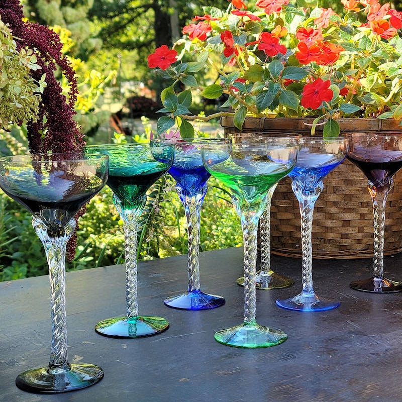 Green Twist Stem Glass - Etsy