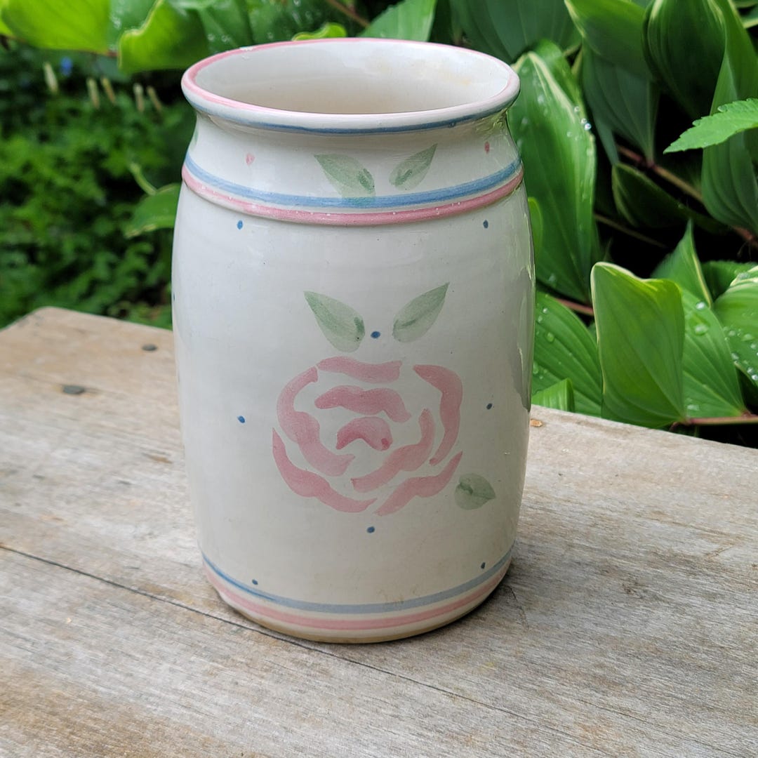 1980s Rose Crock, Pottery Crock, Cottage Rose Crock, Vintage Pottery ...